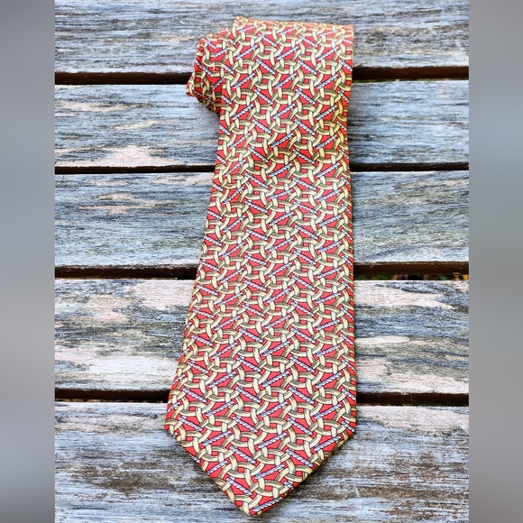 Hermes | Accessories | Hermes Paris Chain Link Pattern Silk Tie | Poshmark